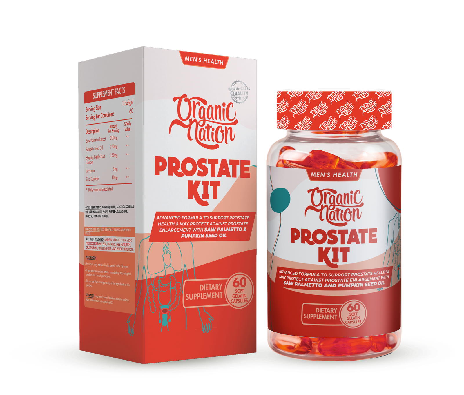 Organic Nation Prostate Kit-60Serv.-60Soft Gels – Protein and More
